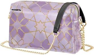 Mnsruu Sacs à bandoulière pour femme, sac à main en cuir motif géométrique violet clair doré