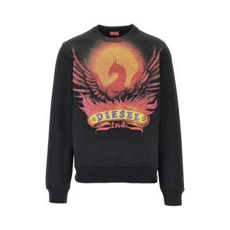 Diesel SweaT-shirt &agrave; col rond avec imprim&eacute; Phoenix - Femme - Sweatshirts et sweats &agrave; capuche - Noir - Taille: 44 FR