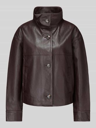 Jake*s Lederjacke aus Lammnappa mit Stehkragen