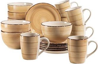 Mäser 931765, Bel Tempo II, Frühstück-Service für 6 Personen im Vintage Look, Beige