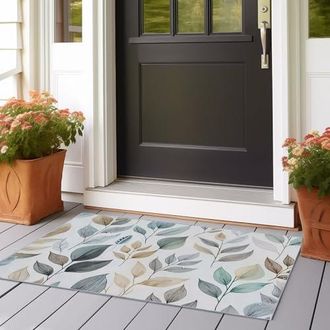 Generic Tapis de Couloir 60 x 180 cm, Poil Ras Tapis de Passage Couloir Antid&eacute;rapant et Lavable Feuilles De For&ecirc;t Naturelle Dessin&eacute;es &Agrave; La Main Motif Tapis de