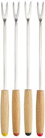 Staub La poussière 1444004 Set de 4 fourchettes à Fondue en Acier Inoxydable Court, Argent, 4 unités