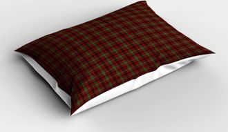 Abakuhaus Plaid Kissenbezug, Scottish Stil Illustration, Dekorativer Standard King Size Gedruckter Kissenbezug, 80 x 40 cm, Vermilion Grün Schwarz