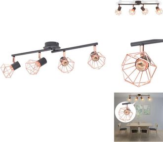 vidaXL Vidaxl - Deckenleuchten - Living Deckenleuchte mit 4 Strahlern E14 Schwarz und Kupfer - Schwarz