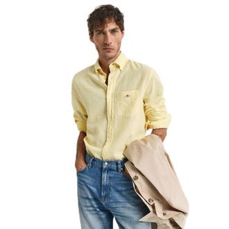 GANT Herren REG Cotton Linen Shirt Hemd, Banana Yellow, 4XL