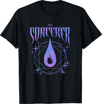 Dungeons & Dragons The Sorcerer Neon Flame Emblem Logo T-Shirt