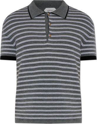 Versace Homme, Tops, Gris, Taille: M Polo &agrave; Rayures