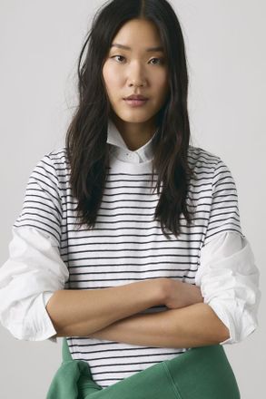 Levi's T Shirt Flamm&eacute; Favorite - Femme - Blanc / Golf Course Stripe Bright White Anthracite Night - XS