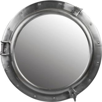 Nauticalia Bullaugenspiegel aus Aluminium, Dunkles Zinn, 46 cm