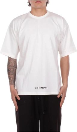 C.P. Company C.p. Company, Homme, Tops, Blanc, Taille: L T-shirt Logo Frontale