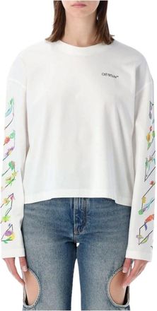 Off-white Femme, Tops, Blanc, Taille: 36 FR T-shirt &agrave; Manches Longues Diag Glowing Flower