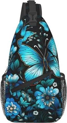 Generic Sacoche Port&eacute; &eacute;paule Motif de papillon bleu Antivol Sac De Poitrine Mode Sac &agrave; Poitrine pour Homme Cyclisme &eacute;cole