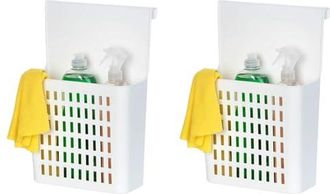 WENKO T&uuml;r-Organizer, Einh&auml;ngekorb f&uuml;r Schublade und Schrankt&uuml;r, geeignet f&uuml;r Bad und K&uuml;che, ohne Bohren, aus hochwertigem Kunststoff, 24 x 35,5 x 12 cm, Wei