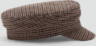 Mango Casquette style marin en laine m&eacute;lang&eacute;e pied-de-poule chocolat - Femme - S - MANGO