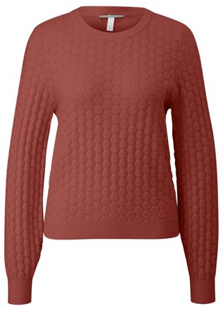 QS by s.Oliver Damen Pullover Rot Cartoon Langarm Regular Fit Herbst/Winter