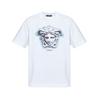 Versace Bedrucktes Regular-T-Shirt aus Baumwolljersey - - Tops - Herren - Wei&szlig; - M