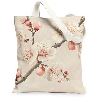 Generic Sac fourre-tout en toile r&eacute;utilisable pour le shopping, 33 x 38,1 cm, joli motif floral Watercoloer pour femme, jardin, plage, peinture esth&eacute;tique, d&eacute;