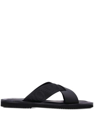 Emporio Armani sandales en cuir &agrave; bride &agrave; logo - Noir