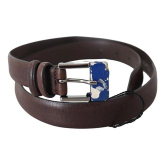 Costume National Eleganter Klassischer Brauner Lederg&uuml;rtel mit Silberschnalle - - Accessories - Herren - Braun - ONE SIZE