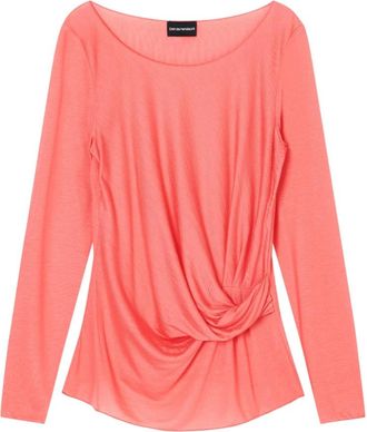 Emporio Armani Femme, Blouses et Chemises, Rouge, Taille: 40 FR Jersey Scollo tondo Maniche lunghe Dettaglio torchon