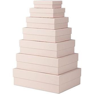 R&ouml;ssler Selection Papier 13411453580 - Boxline Geschenkbox mit Deckel, 7er Set Geschenkschachteln, Powder, Kartonagen rechteckig