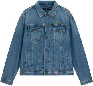 Guess Veste denim brod&eacute;e en coton m&eacute;lang&eacute;