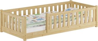Erst-Holz Baby-Bett, Holzbett 90x200 mit Rundumsicherung Kiefer Natur lackiert V-60.77-09ohne Zubeh&ouml;r