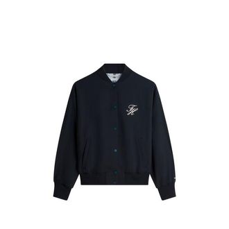 Tommy Hilfiger Veste droite brod&eacute;e &agrave; col montant en laine m&eacute;lang&eacute;e