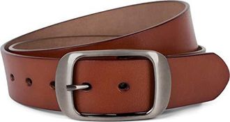 styleBREAKER ceinture en cuir véritable uni avec surface brillante et grosse boucle, longueur ajustable, unisexe 03010104, couleur:Cognac, taille:85cm