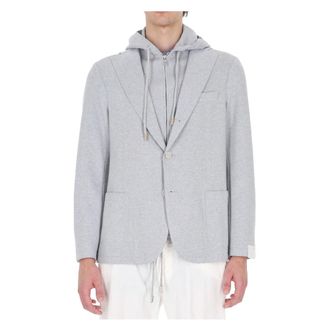 Eleventy Homme, Vestes, Gris, Taille: M Giacca in jersey di cotone a taglio vivo