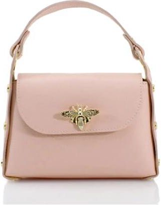 Generic Mini sac à main fourre-tout en métal avec fermeture abeille et bandoulière pour femme, rose, Medium