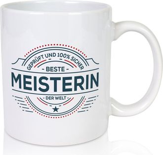 Generic Geprüft und sicher: Meisterin | Meisterbrief - Tasse Weiss - Kaffeetasse/Geschenk/Familie