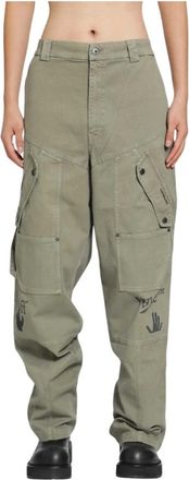 Off-white Pantalon Carpenter Logo Natation Teint en Pi&egrave;ce - Homme - Pantalons - Vert - Taille: S