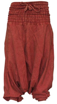 Shopoholic Fashion Haremshose mit Stonewashed-Effekt, Unisex, einfarbig, Hippie-Haremshose, kastanienbraun, One Size