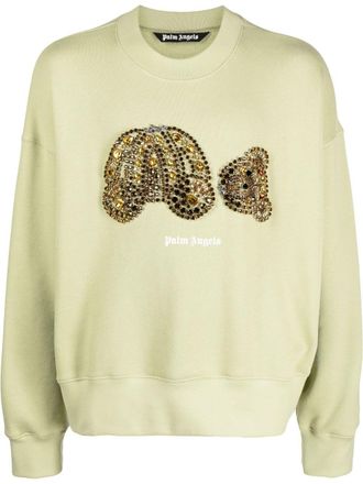 Palm Angels sweat &agrave; logo strass&eacute; - Vert