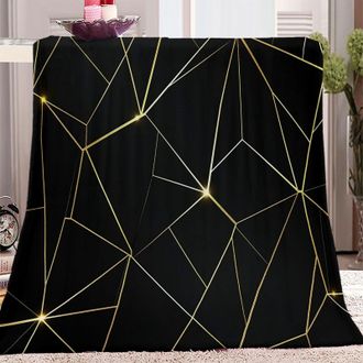 Generic Kuscheldecke Flauschige Wolldecke mit Luxuri&ouml;se Geometrische Linien Muster, Warme Sherpa Decke Wohndecke Sofadecke 130 x 150 cm Warme Super Weiche Kus