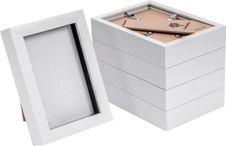 Nicola Spring 3D-Schattenbox-Fotorahmen - 4 x 6 Zoll (10 x 15 cm) - 5 Stück - weiße 3D-Fotorahmen-Bilderrahmenbox, kleine Porträt-Vitrine für Kunsthandwerk, Andenke
