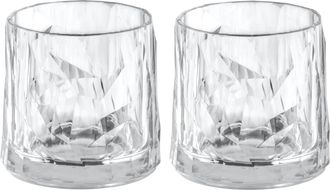 Koziol Superglas Club No. 2, 2 Stück, 250 ml, Whiskeyglas aus kristallklarem Kunststoff, luxuriös, unzerbrechlich, wiederverwendbar, Party, Camping, 2er Set