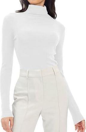 Generic Sweat-shirt en polaire pour femme - Manteau moelleux confortable à col roulé et manches longues - Col montant - Mode automne 2023 - Coupe ajustée - So