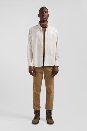 Eden Park Chemise Ray&eacute;e En Coton Beige Coupe Regular Jacquard
