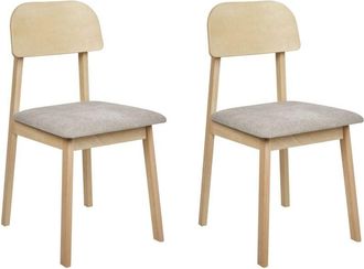 Beliani Esszimmerstuhl 2er Set SCANDIA Holz Taupe