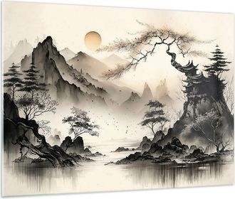 Arttor Bilder auf Glas Asien Japan Sicht Glasbild 70x50cm Wandbilder Dekoration Wohnzimmer Schlafzimmer Küche Deko Klein Wanddeko Bild im Glas Wand Kunstdruc