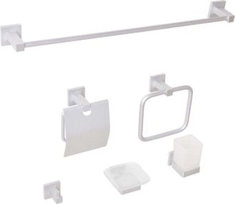 Beliani Beliani - Badezimmer-Halter-Set Silber Aluminium 6-Teilig Modern Badaccessoires Hardware-Set WC-Garnitur WC-Accessoires-Set Badausstattung Badzubeh&ouml;r