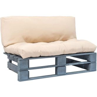 vidaXL Outdoor-Sofa Paletten mit Kissen in Sandfarben Kiefernholz vidaXL