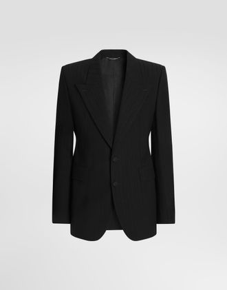 Dolce & Gabbana Sakko Sinatra Aus Gestreifter Wolle Mit Einreihiger Knopfleiste - Mann Anz&uuml;ge Und Blazer Schwarz 52