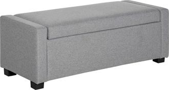 HOMCOM Hinterhofbank mit Aufbewahrungsbox, Design-Sitzbank, gepolsterte Sitzbank aus Stoff, grau, 120 x 50 x 44 cm