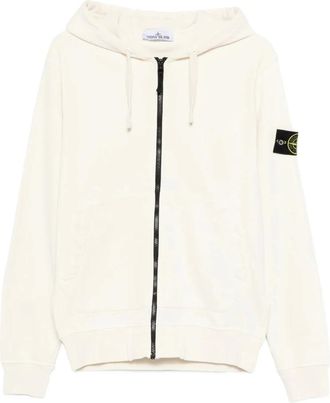 Stone Island Homme, Sweatshirts et sweats &agrave; capuche, Blanc, Taille: XL Sweat &agrave; capuche zipp&eacute; en coton