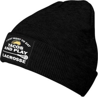 Generic Je Veux Juste Manger des Tacos Et Jouer Au Lacrosse. Homme Femme Watch Cap Souple Bonnets Hiver Chaud Bonnet De P&ecirc;cheur pour Sport Course &Agrave; Pied Le Qu