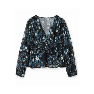 Desigual Femme, Blouses et Chemises, Multicolore, Taille: 38 FR Blouse tiss&eacute;e manches longues