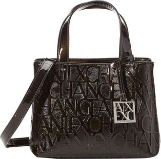 A|X Armani Exchange Damen Liz Small Open Shopping, Patent Black, S EU